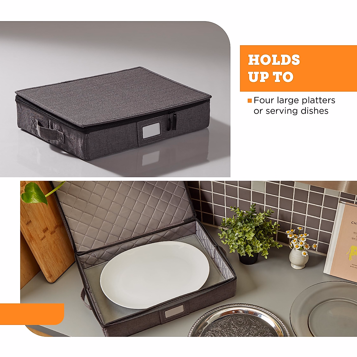 storageLAB China Storage Containers, Containers for Organizing, Hard Shell Case, Felt Plate Dividers, Moving Supplies, Storage Box, Wine, Dishes, Glasses Storage, Charger Plates Storage Containers