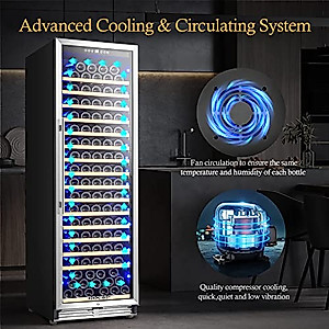 BODEGA 24 Inch Wine Cooler, 176 Bottles Large Capacity Frost Free Wine Fridge with Advanced Cooling Compressor for Red, Rose and Sparkling Wines,Built-in & Freestanding