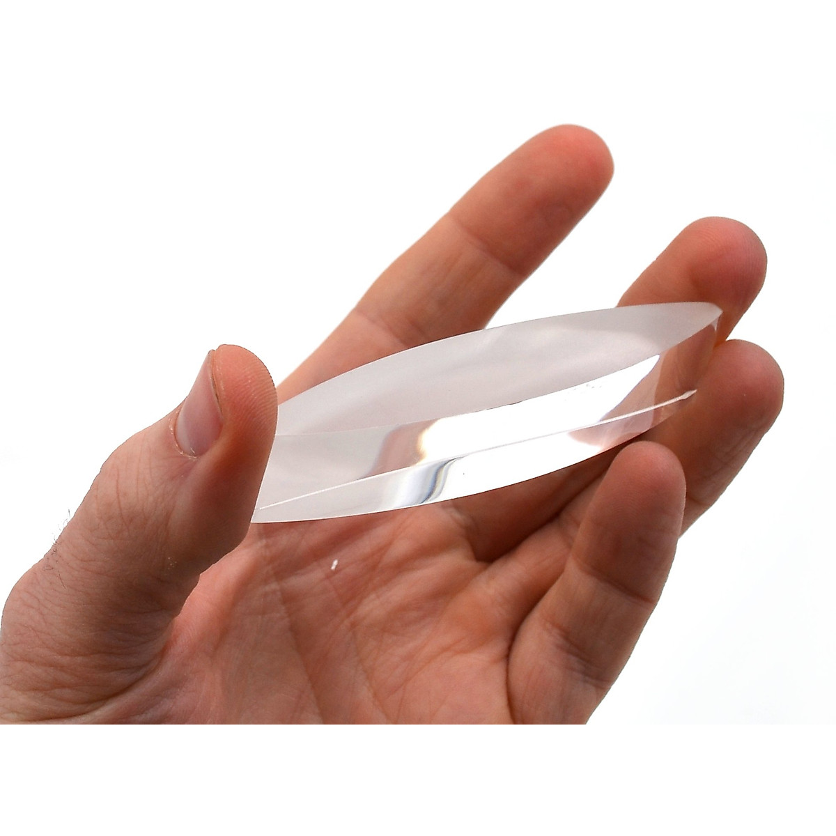 Eisco Labs Double Convex Acrylic Lens; 89mm Length, 20cm Focal Length - Clear Face & Frosted Face