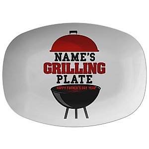 Personalized Dad's Grilling Plate Kids Names Serving Platter Dinnerware Customized Kids Names Plate for Garden Barbecue Family Reunion Unique Custom Family Names Platter for Boys and Girls