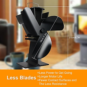 Tomersun 3 Blades Heat Powered Stove Fan for Wood/Log Burner/Fireplace