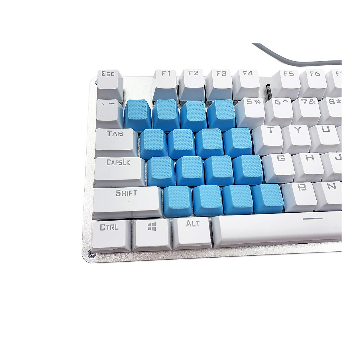 Big Chic Blank TPR Rubber Gaming Keycaps 4 Keys Set 1u for Cherry MX Mechanical Keyboards Compatible OEM (R3, Neon Blue)