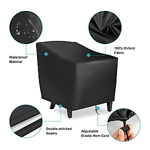 Takytao Outdoor Chair Covers Waterproof 36" W x 37" D x 36" H, Patio Chair Covers for Outdoor Furniture, Rocking Chair Cover for Lounge Deep Seat, Rain Snow Dust Wind-Proof, 2 Pack, Black