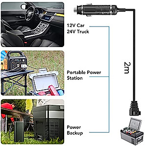 HKY Car Fridge Cigarette Lighter Plug compatible with Alpicool Dometic ARB ICECO Setpower Rockpals Aspenora Ausranvik AstroAI Kalamera JoyTutus Refrigerator Car Freezer Cooler Power Cord
