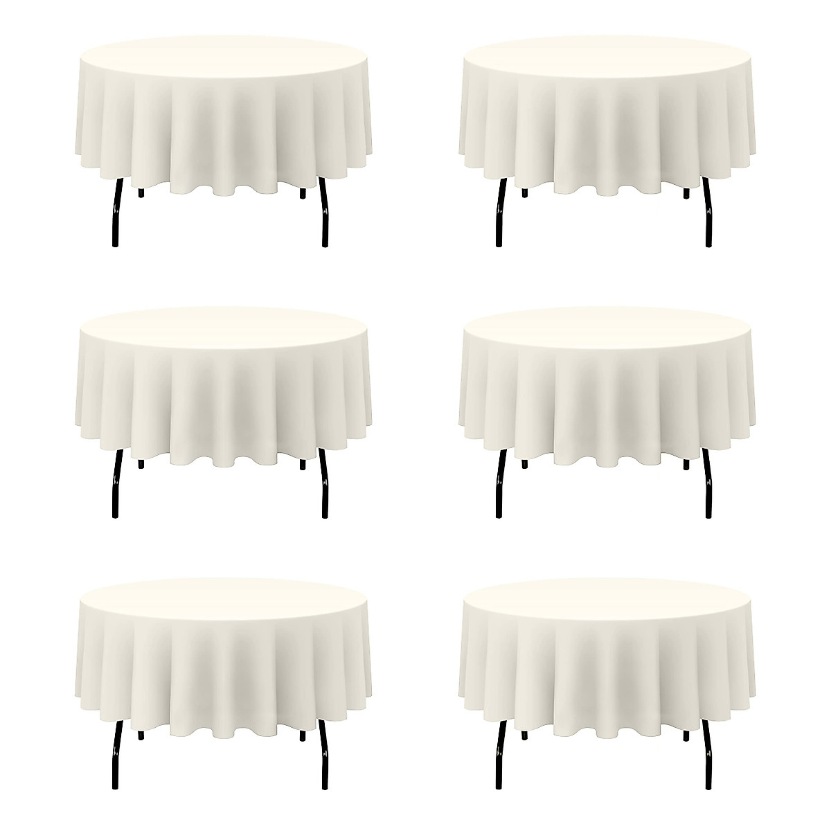 BRILLMAX 6 Pack Ivory Round Tablecloths 90 Inch - Circle Bulk Linen Polyester Fabric Washable Table Clothes Cover for Wedding Reception Banquet Birthday Party Buffet Restaurant