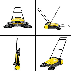 Karcher S 4 Twin Walk-Behind Outdoor Hand Push Floor Sweeper - 5.25 Gallon Capacity, 26.8" Sweeping Width, Sweeps 26,000 Square Feet/Hour