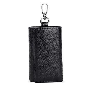 RuoFeng Keychain Key Holder Ring with 6 Hooks Snap Closure (Black)