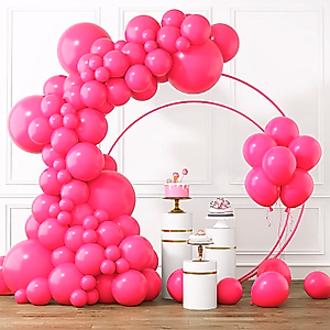 RUBFAC Hot Pink Balloons Different Sizes 105pcs 5/10/12/18 Inch for Garland Arch, Latex Party Balloons for Wedding Birthday Baby Shower Anniversary Valentine's Day Princess Theme Party Decoration