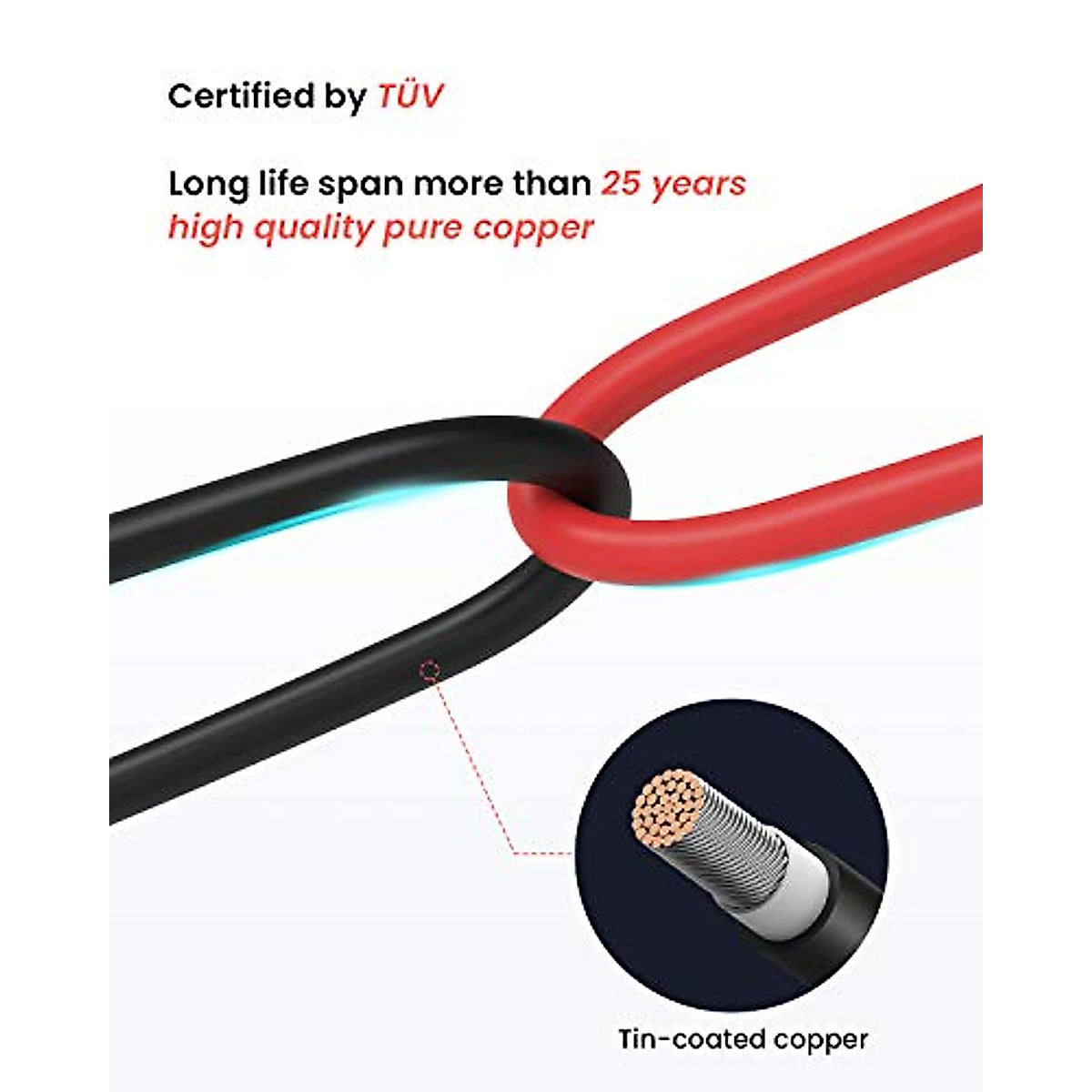 BougeRV 60 Feet 10AWG Solar Extension Cable with Female and Male Connector with Extra Free Pair of Connectors Solar Panel Adaptor Kit Tool (60FT Red + 60FT Black)