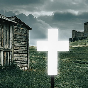 LOVIVER Solar Lighted Cross by Eternal Light Memorial Light Garden Cemetery Church