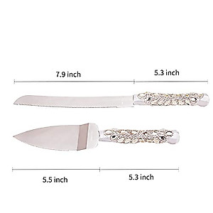 TRUE LOVE GIFT Wedding Cake Knife and Server Set Bride and Groom 2-Piece Dessert Set, Party, Wedding, Anniversary or Celebration