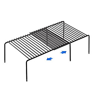 Tomorotec Expandable Shelf Organizer for Kitchen Countertop, Metal Cabinet Organizer Pantry Shelf, Spice Rack Organizer for Cabinet, Space Saving Non Slip Rustproof, Black