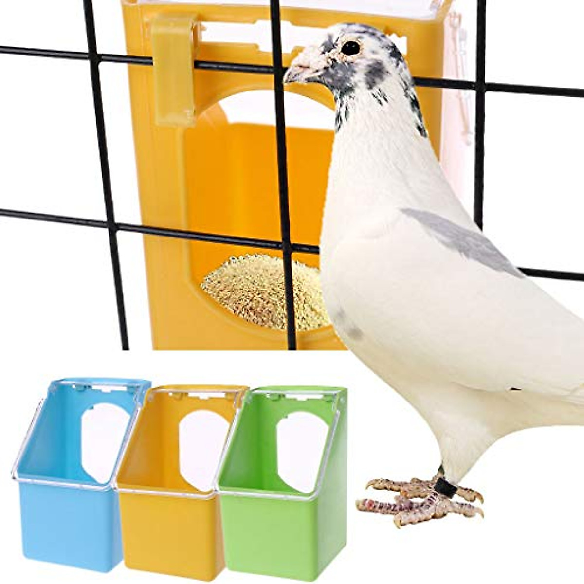 Dft Pigeons Water Feeder Parrot Hanging Drinking Pot Bird Cage Water Dispenser Bird Feeder Hanging Food Dispenser Bird Cage Accessories for Parrots Budgie, Cockatiel, Lovebirds