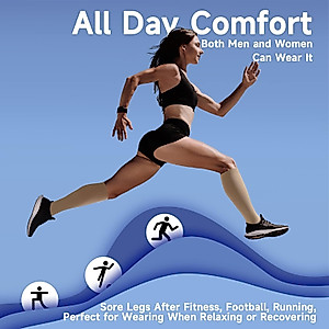 bropite Toeless Compression Socks for Women&Men-2 Pairs Open Toe Compression stocking Support 15-20mmhg Knee High Circulation