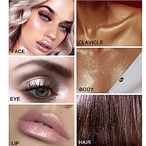 Highlighter Powder Spray, Glitter Spray Nude Pink Glitter Body Face Hair High Gloss Spray Shimmer Sparkle Powder Body Glitter Spray, for Women Hair Nails Makeup Party