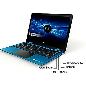 Newest Gateway Touchscreen 11.6 HD 2-in-1 Convertible Laptop in Blue Intel N4020 4GB RAM 64GB SSD Mini-HDMI Webcam Windows 10 S