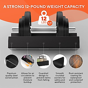 Hamilton Max 2 Pack Magnetic Shelves for Washing Machine, Magnetic Spice Rack Organizer for Refrigerator, Holds 12 pounds each, Black Steel, Premium Kitchen Organization and Storage