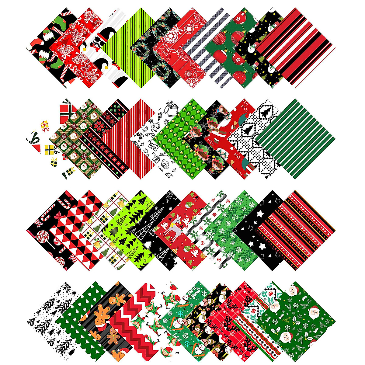 Soimoi Christmas Theme Print Precut 10-inch Cotton Fabric Quilting Squares Charm Pack DIY Patchwork Sewing Craft
