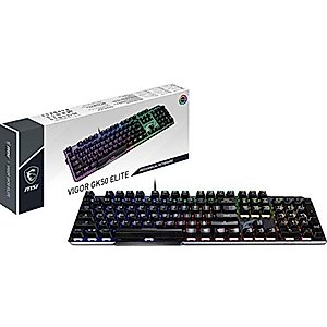 MSI Vigor GK50 Elite LL Mechanical Gaming Keyboard, Clicky Kailh Box White Switches, RGB Mystic Light,Blue