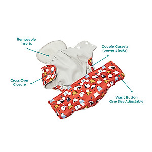 Simple Being Reusable Cloth Diapers, One Size Adjustable, Washable Soft Absorbent, Waterproof Cover, Eco-Friendly Unisex Baby Girl Boy, six 4-Layers Microfiber Inserts (Planes/Trains)