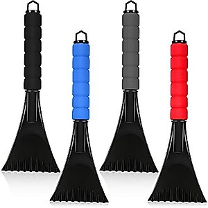 4 Pieces Ice Scraper for Car Windshield Plastic Snow Frost Ice Removal Tool with Foam Handle for Cars Trucks Window
