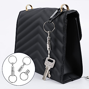 KALIONE 4 Sets Quick Release Detachable Keychain, Swivel Pull Apart Key Chain, Mini Detachable Keychain Rings with 4 Stainless Steel Key Rings for Home Office Outdoor Accessory Supplies(Silver)