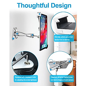 woleyi Anti-Theft Tablet Wall Holder Stand for 9"-14" Tablet, Security Heavy Duty Articulating in-Wall Tablets Mount with Lock and Key, Compatible with iPad Pro 13/Air, Surface Pro/Go, Galaxy Tabs