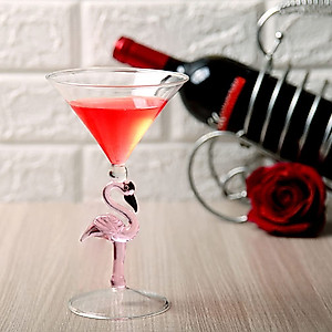 HEALLILY Martini Glasses Flamingo Martini Glasses Martini Goblet Glass Tableware Unique Bar Wine Glasses Long Stem Wine Glasses Pink Champagne Flutes