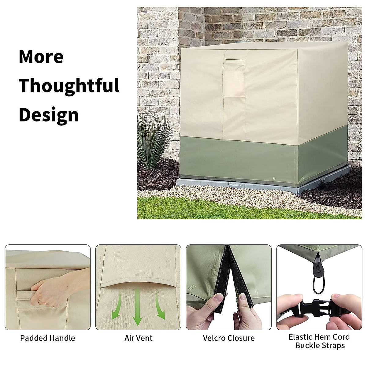 LooDro Air Conditioner Cover for Outside Units, 24 inch Outdoor AC Cover for Outside Unit Windproof, 600D Heavy Duty Oxford Fabric Fits up to 24" x 24" x 30"