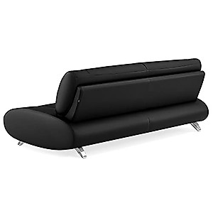 Zuri Furniture Modern Aspen Black Microfiber Leather Sofa