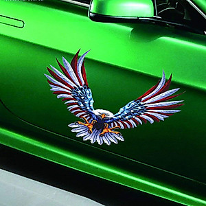 Practisol Bald Eagle Car Decals American Flag Car Decal Stickers Patriotic American Eagle Car Decal Graphics Vinyl Stickers Decals for Car Hood Window Body Side Decal and Graphics (3 Sizes 4 Pack)