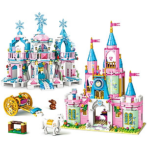 Friends Building Blocks Toys for Girls Age 6-12 Princess Castle Building Sets for Girls Magical Ice Palace Toy Castle Blocks Kit STEM Learning Roleplay Blocks for Kids Girls Christmas Birthday Gifts