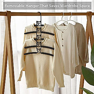 Clothes Hangers, 5 in 1 Multilayer Metal EVA Sponge Hangers Anti-Slip Clothes Rack Space Saving Detachable Hanger for Suit Coat Shirt Skirt Pants (Black)