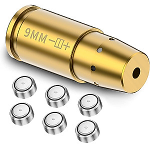 Tipfun 9mm Bore Sight Cal Red Dot Boresighter Rem Gauge Laser Sight with 3 Sets of Batteries