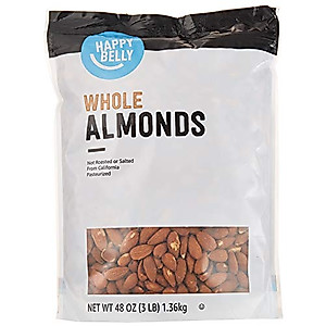 Amazon Brand - Happy Belly Whole Raw Almonds, 48 Ounce (Pack of 1)