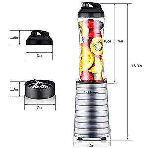 La Reveuse Smoothies Blender 300 Watt with 18 oz BPA-Free Portable Travel Sports Bottle (Silver)