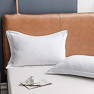 Merryfeel Seersucker Duvet Cover Set Queen Size - White Seersucker Textured Striped Bedding Set 3 Pieces (1 Duvet Cover + 2 Pillow Shams, 90 x 90 inches)