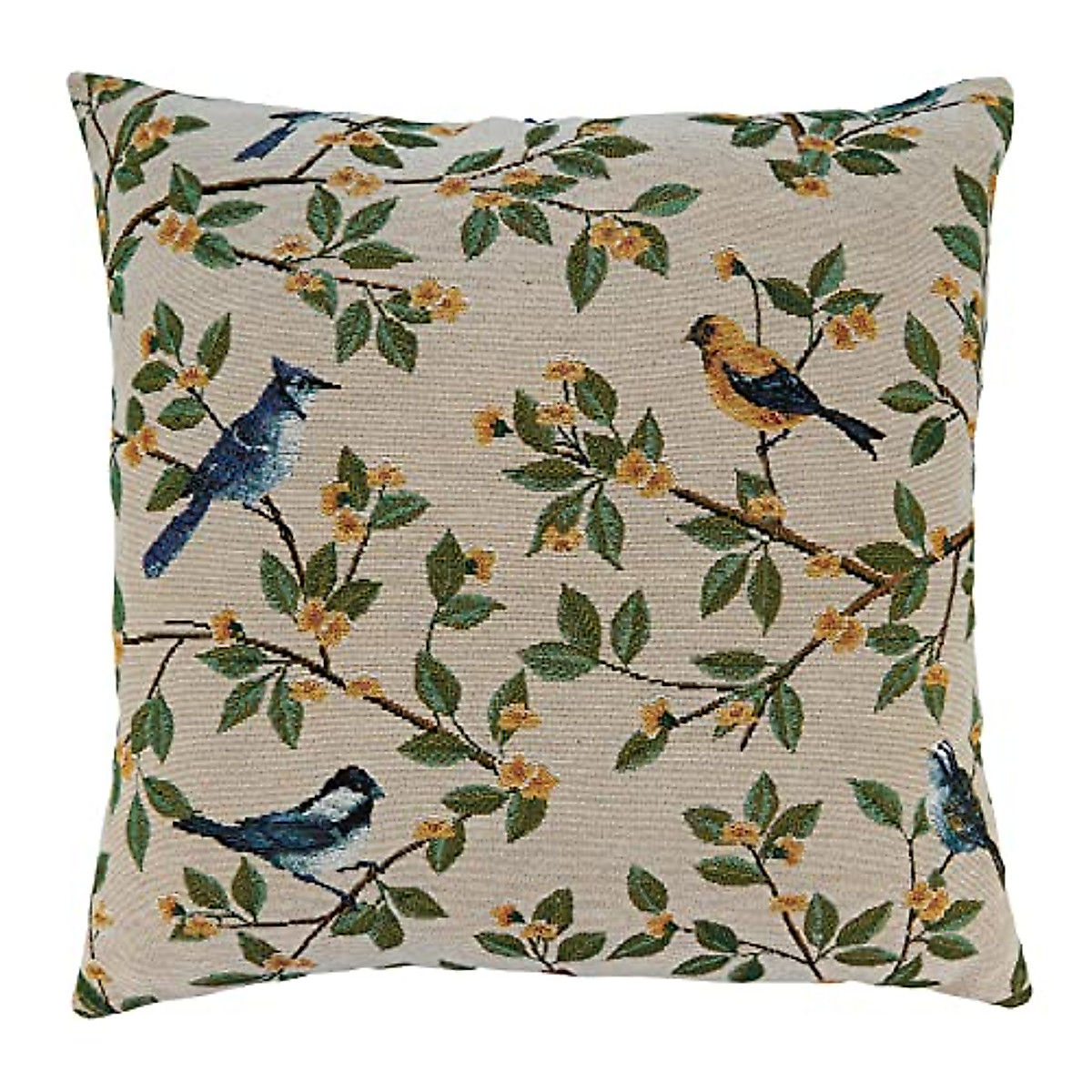 SARO LIFESTYLE Jacquard Bird Throw Pillow with Poly Filling, Multi, 18"