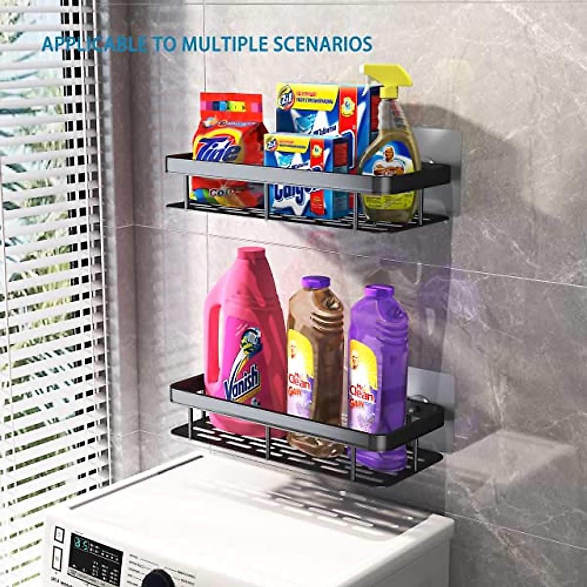 Shower Caddy Shelf Organizer Rack,No Drilling Adhesive Bathroom Shelves Basket Inside Shower,Kitchen Sink Caddy Organizer,Wall Mount Shower Storage Home Organization Rv Accessories.