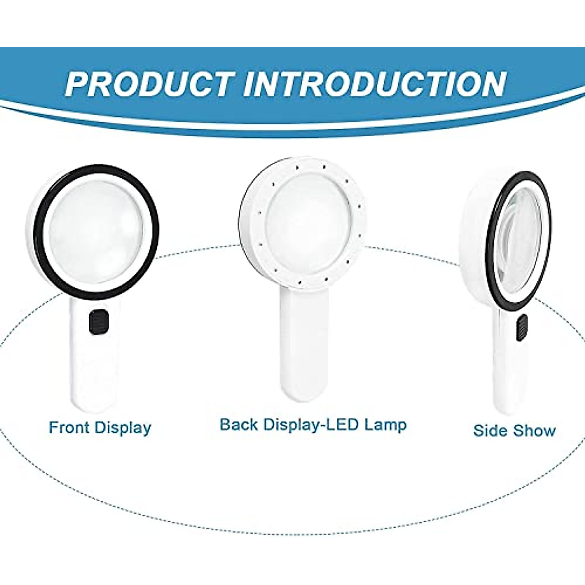 Magnifying Glass with 12 LED Lights, 30X Double Glass Lens Handheld Illuminated Magnifier Reading Magnifying Glass with for Seniors Read, Coins, Stamps, Map, Inspection, Macular Degeneration