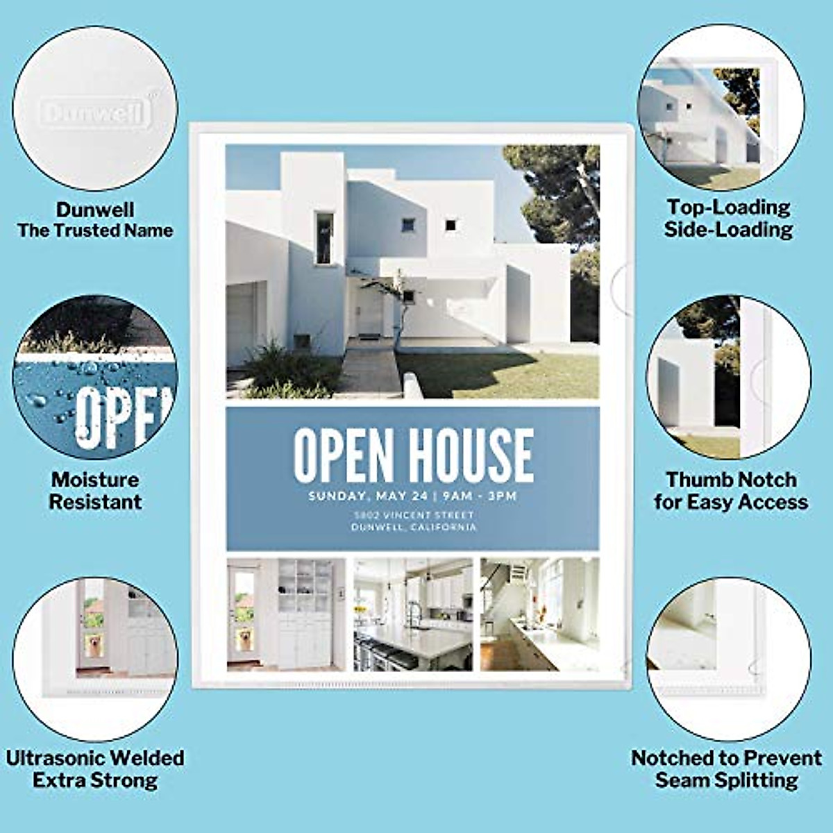 Dunwell Clear Plastic Project Sleeves (6 Pack), 8.5x11" Letter Size, Clear File Folders, L-Type Clear Document Folder, Transparent Folder, See Through Project Sleeves, Acid-Free Poly, Archival Quality