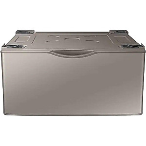 SAMSUNG 27-Inch Washer Dryer Pedestal Stand w/ Pull Out Laundry Storage Drawer, Stainless Steel, WE402NC/A3, Champagne