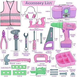 Kids Tool Set, 31 PCS Kids Tool Box Pretend Play Construction Toy with Electric Drill Hammer Tool Accessories Toddler Tool Set for Girls Boys Ages 3 4 5 6 7 Years Old