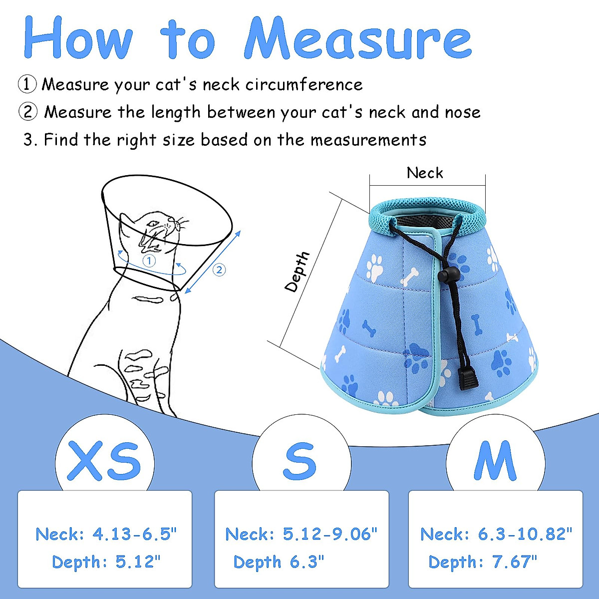 ROYUEXT Cat Cone, Adjustable Cat Cone Collar Soft to Stop Licking, Foldable Dog Cones for Small Dogs, Water Resistant Neck Cone for Cats,Lightweight Cat Recovery E Collar for Small Dogs and Cats