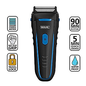 Wahl Groomsman Electric Shaver Rechargeable Wet/Dry Waterproof Electric Razor for Cordless Men's Shaving & Grooming - Lithium Ion with Long Run Time & Quick Charge – Model 7063