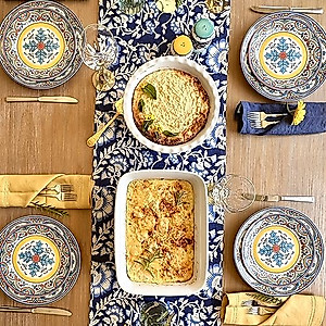 Euro Ceramica Zanzibar Collection 3-Piece Oven to Table Stoneware Casserole Dish Set, Deep Rectangular Lasagna Pans. Freezer to Oven to Table Safe - Bake and Serve.
