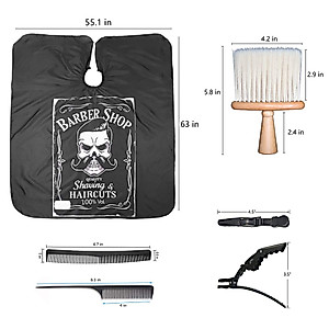 So Cool Professional Barber Cape with Adjustable Metal Clip Hair Cutting Cape Salon Cape Hairdressing Cape Neck Duster Brush Hair Comb Hair Clips Set