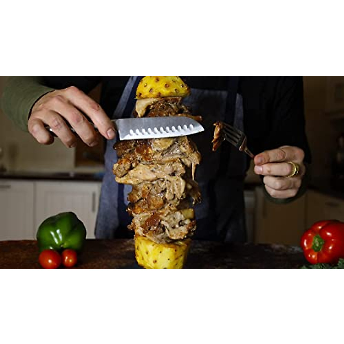 Kütral Vertical Skewer, Shawarma stand (9- and 12-Inches spike) Brazilian Skewer for Tacos Al Pastor,This Vertical Barbeque Grilling Rack Comes with Silicone Basting Brush