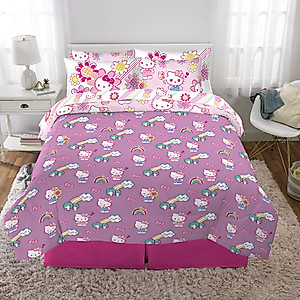 Franco Kids Bedding Super Soft Comforter and Sheet Set with Sham, 7 Piece Full Size, Hello Kitty