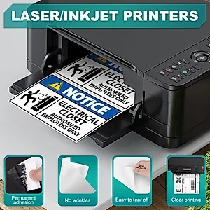 8.5x5.5 Labels Sticker Paper for Inkjet/Laser Printers - 100 Half Labels Sheets 200 Blank White Matte Printabel Label for Mailing, Shipping, and Organization